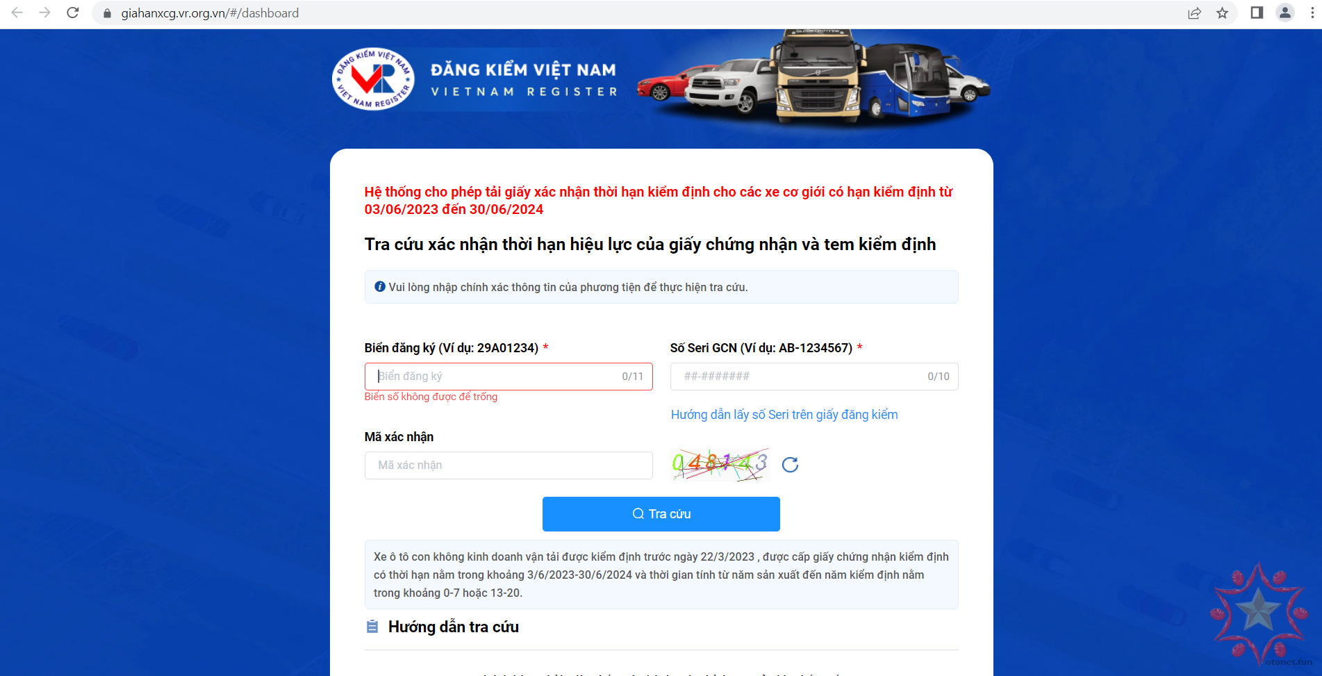 Hướng dẫn gia hạn đăng kiểm online – otonet.fun
